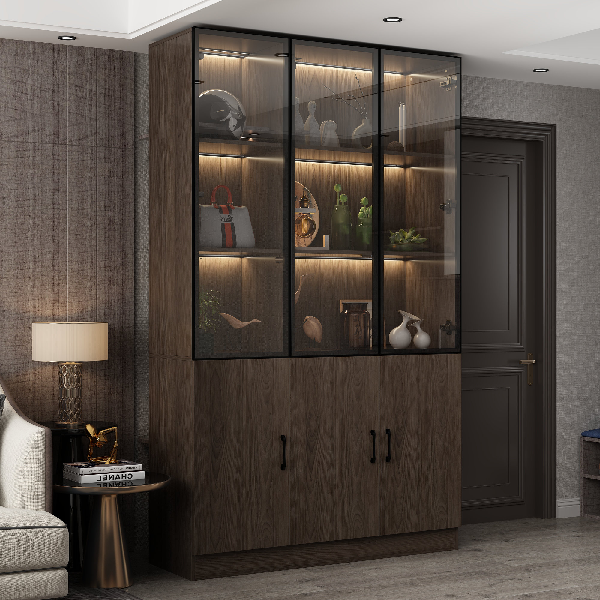 Morinome 78.7'' H X 47.2'' W X 15.7'' D Glass Door Display Cases With ...