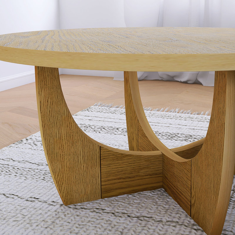 Staykiwi 36 Inch Round Wooden Coffee Table In Oak | Wayfair