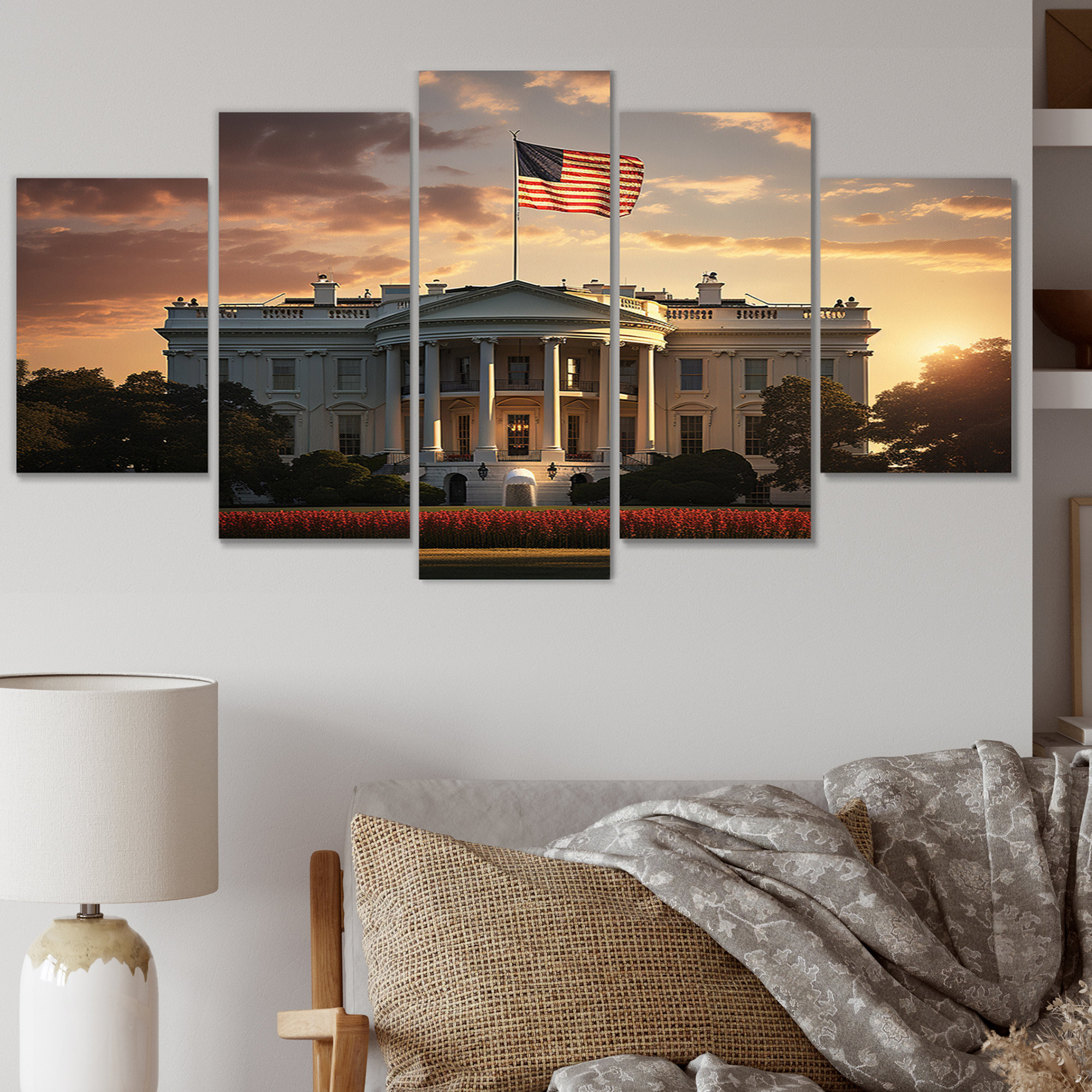 Latitude Run® USA White House Elegance Building - American Metal Wall ...