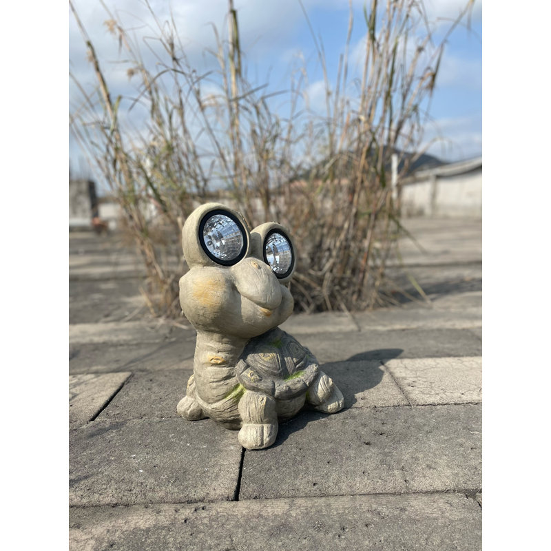 Bay Isle Home™ Swallow 15.75" Mossy Turtle Garden Statue Solar Eyes ...