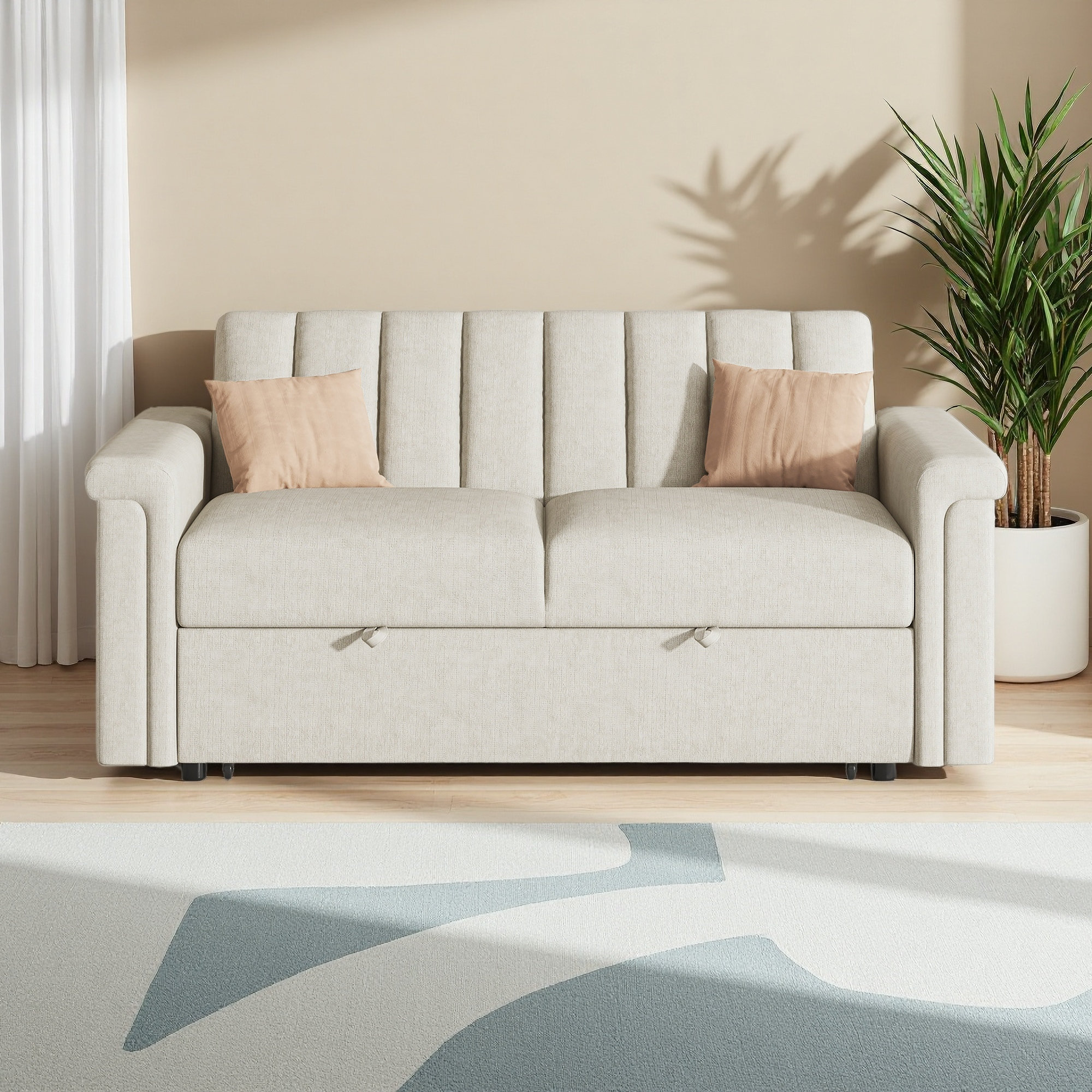 Ebern Designs Convertible Soft Cushion Sofa Pull Bed ,For Two People To ...