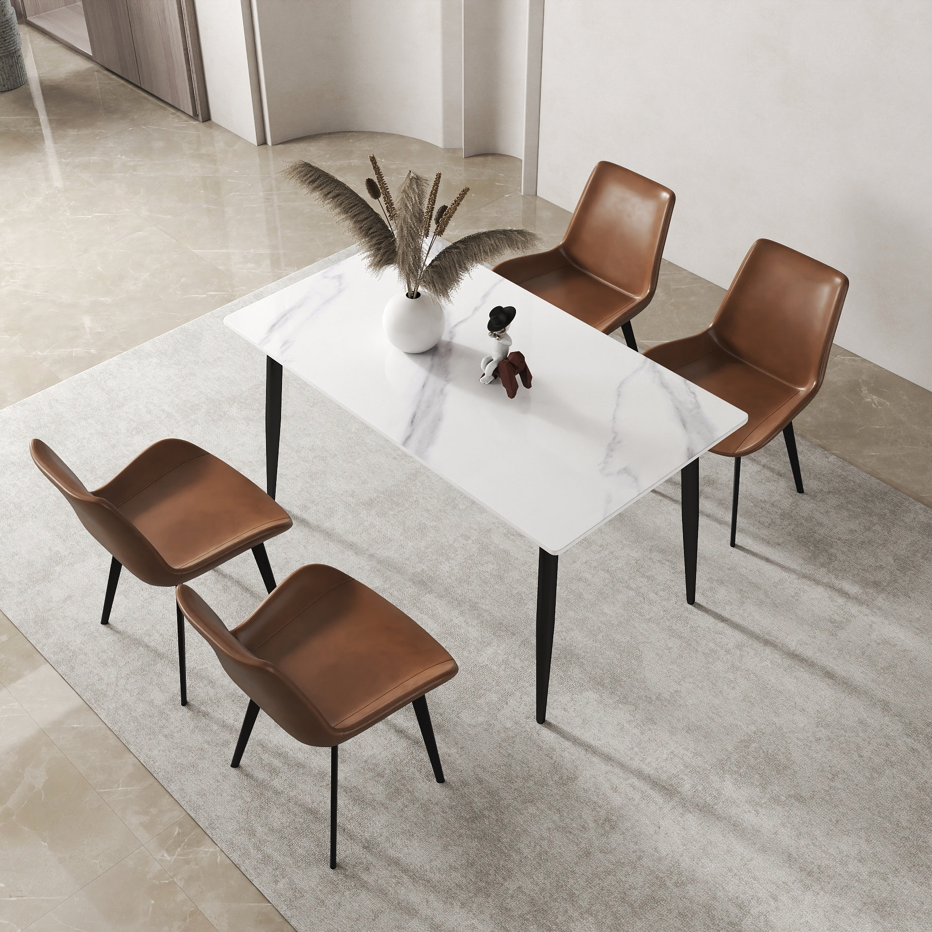 Nedek Fairy Nedek 5-Piece Modern Rectangular Dining Table Set With 4 ...