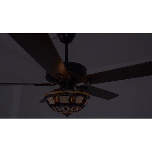 Fleur De Lis Living 5-Blade Remote Controlled Ceiling Fan Tiffany ...