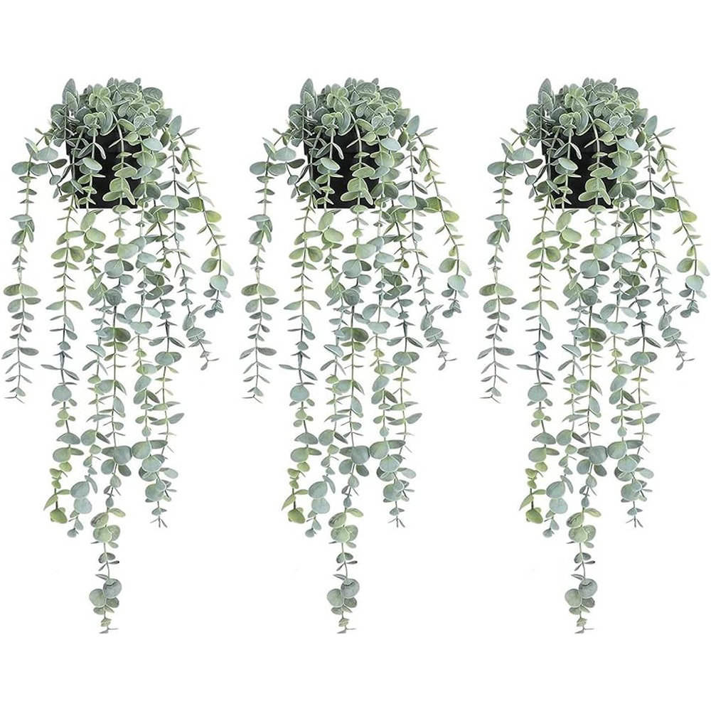 Primrue 3pcs Hanging Fake Plants, Artificial Hanging Plants Fake Potted ...