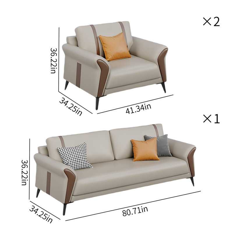 Lifton Light Luxury Modern Simple Sofa Combination 3 - Piece Living ...