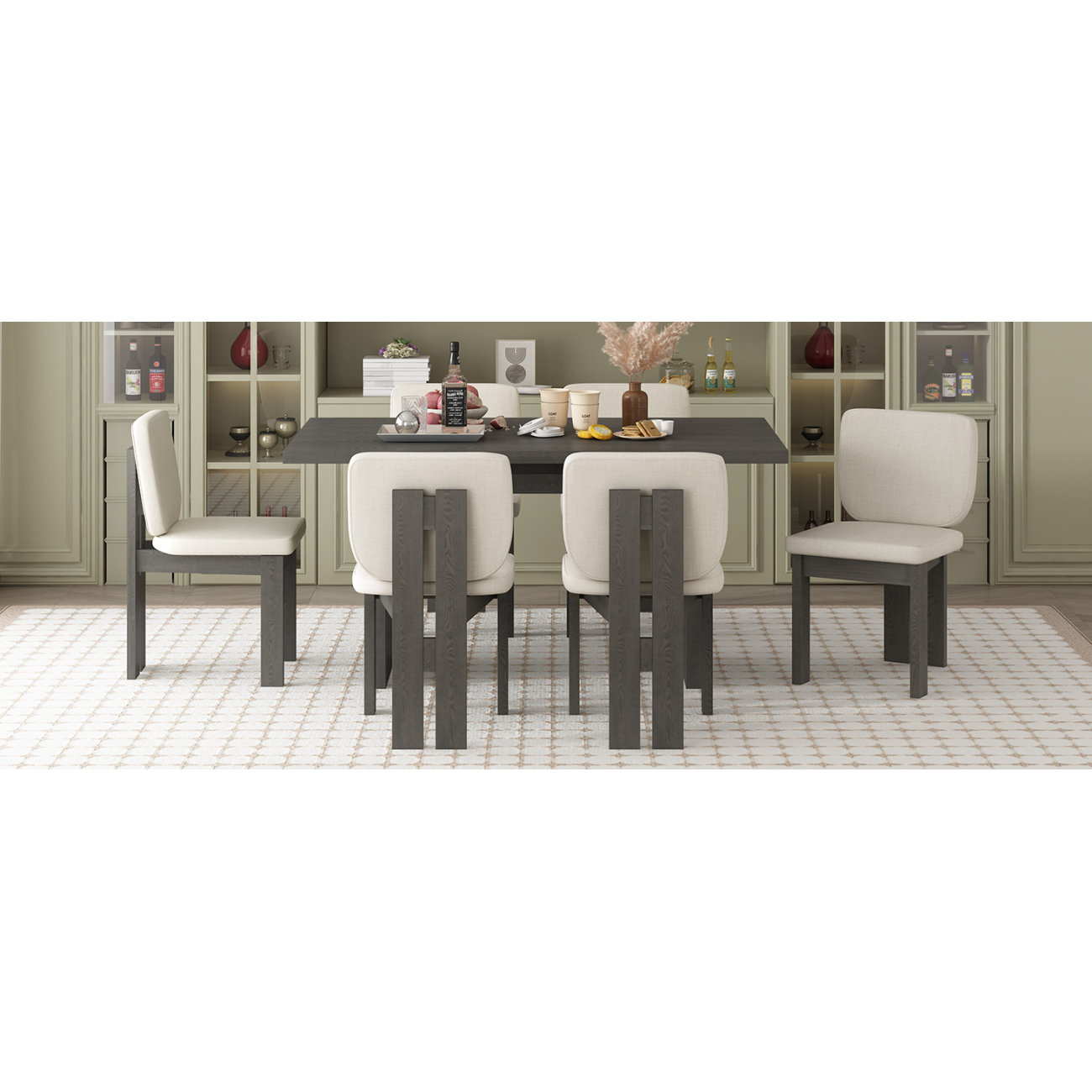 Ophelia & Co. TREXM 7-Piece Retro Dining Table Set For 6, 60" Wood ...