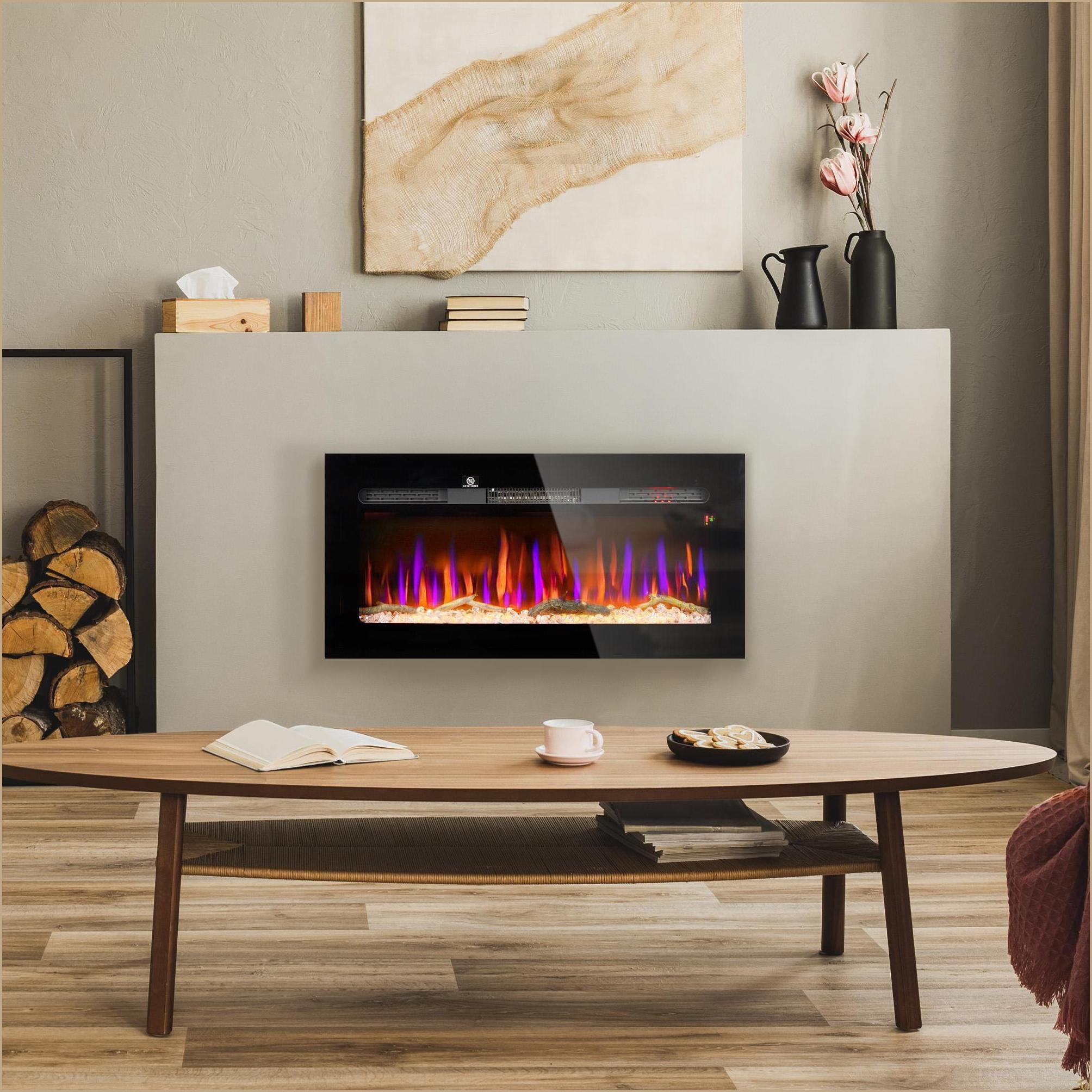 Symple Stuff Electric Fireplace, HOMCOM 36" Recessed/Wall Mounted with ...