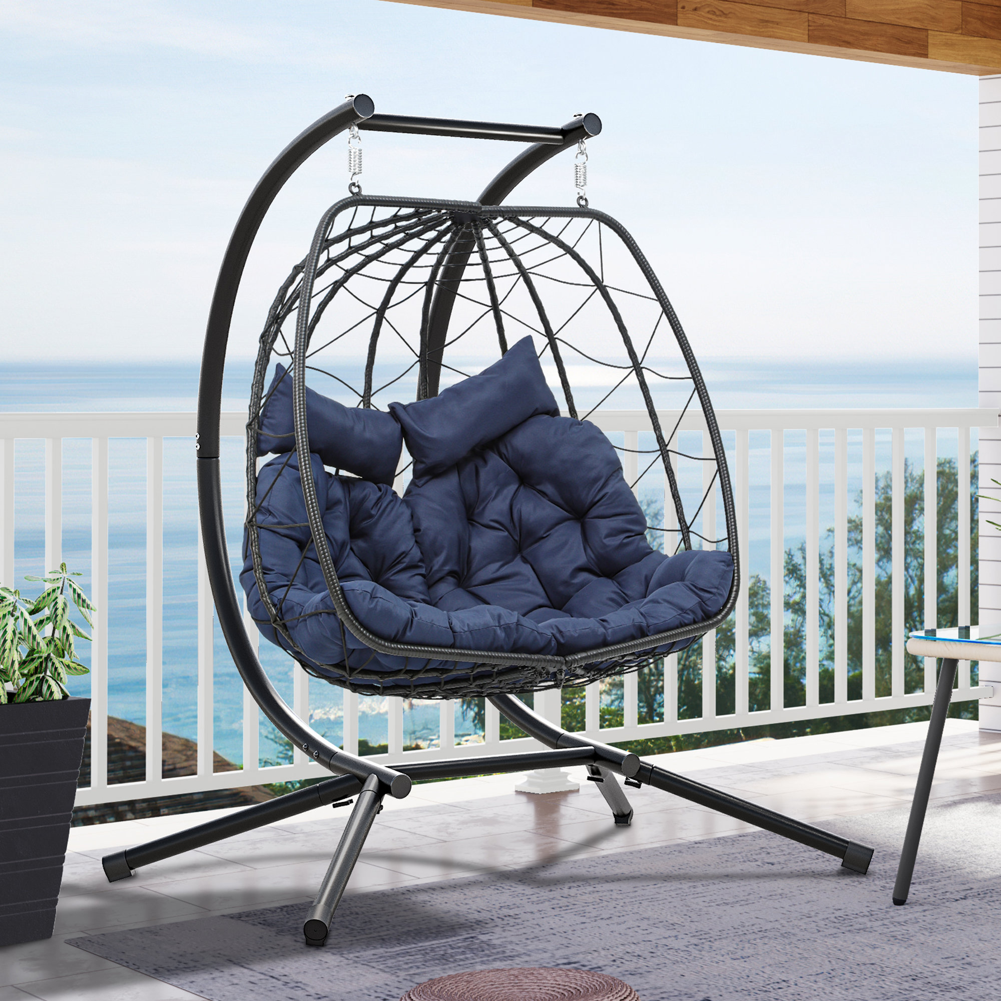 Edrosie Inc Angus Double Swing Chair Includes Support and Cushion ...