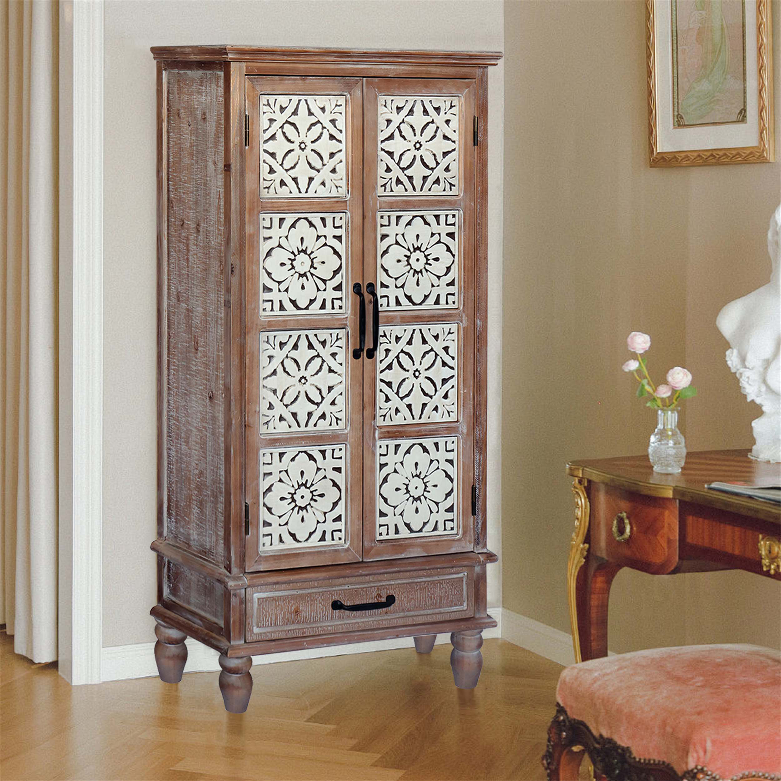 Ophelia & Co. 55.12'' Tall Tower Storage Cabinet - Rustic Wood ...