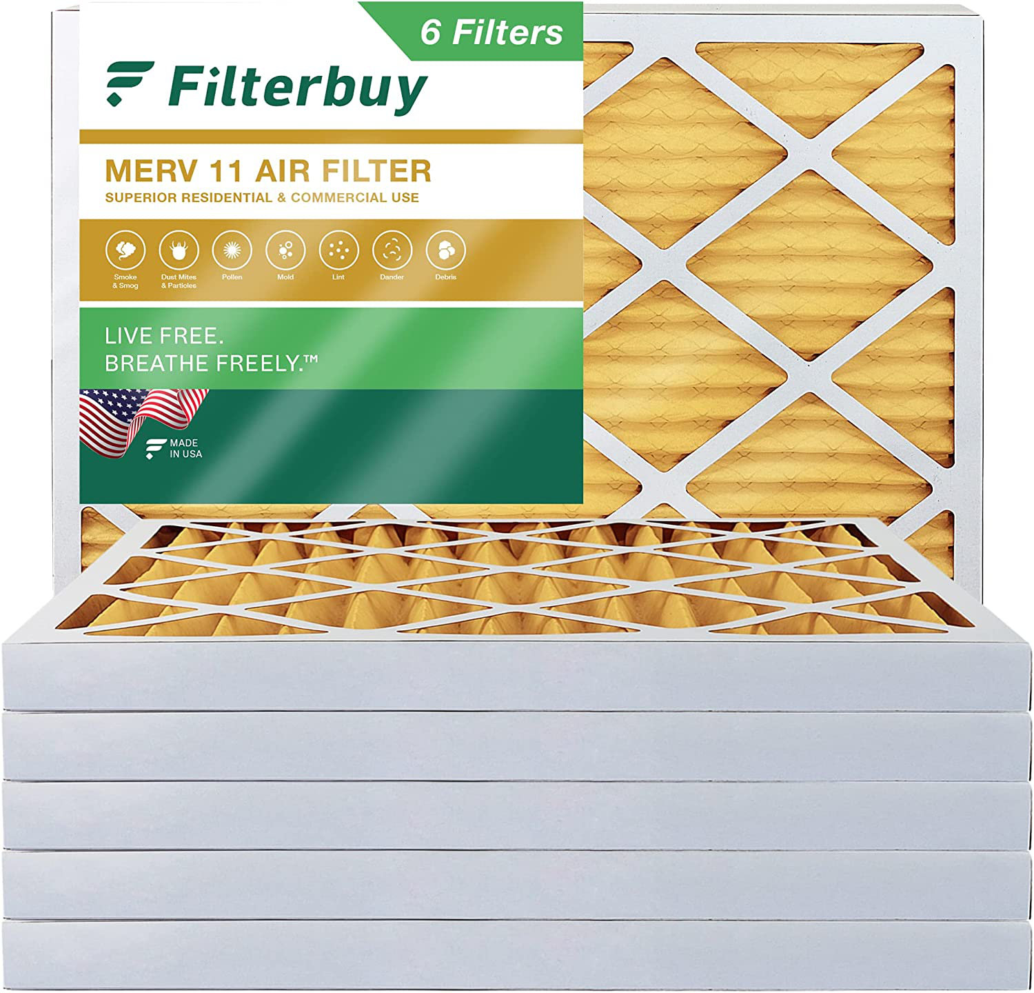 Filterbuy 15x20x2 Air Filter MERV 11, Pleated HVAC AC Furnace Filters ...