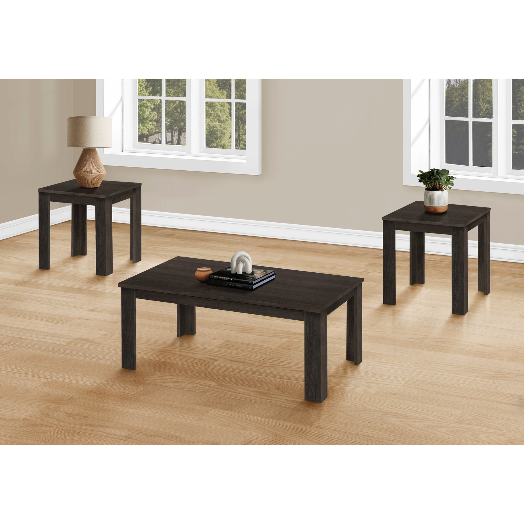 Latitude Run® Brown Laminate Table For Living Room - 3Pcs, Coffee, End ...
