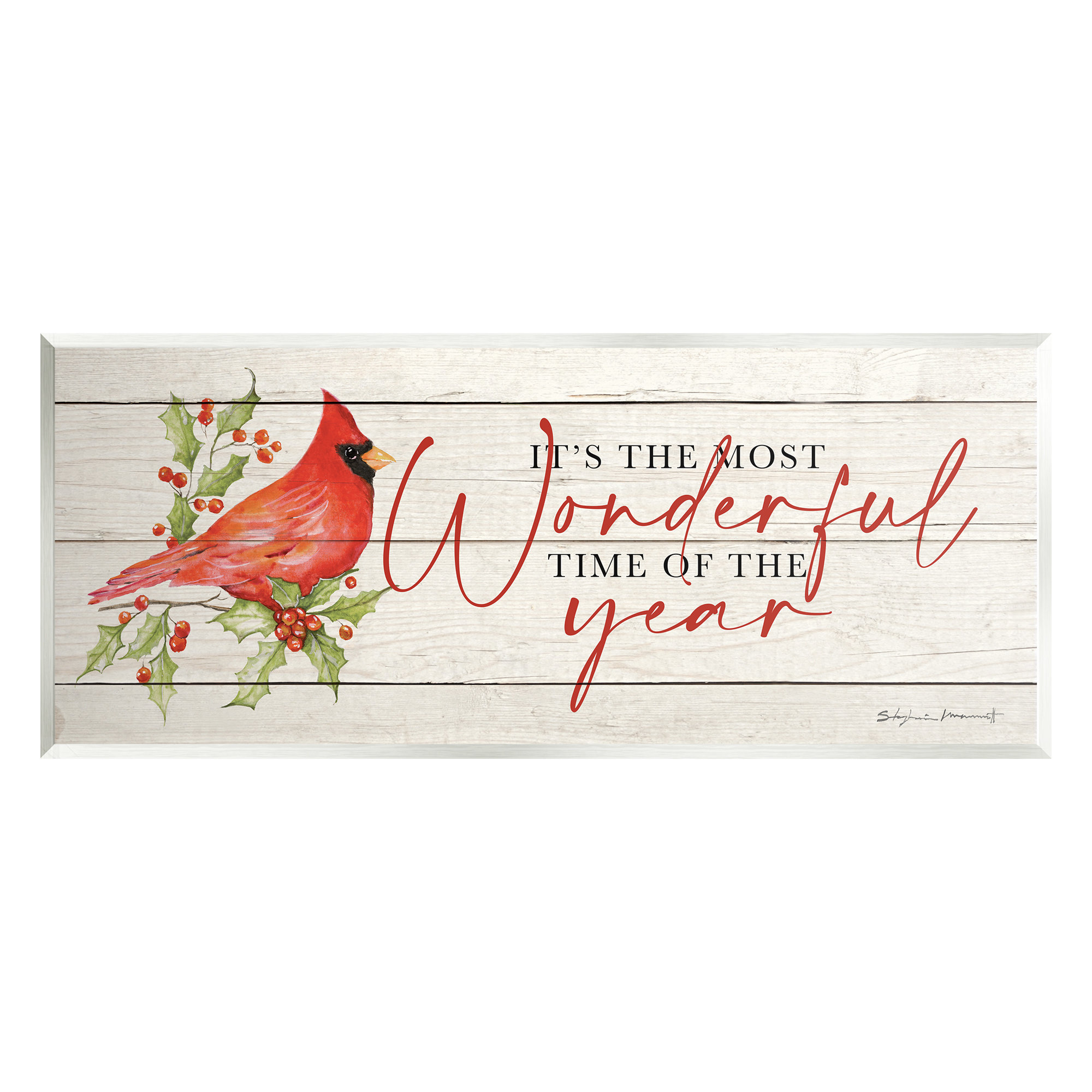 Stupell Industries Most Wonderful Time Cardinal by Stephanie Workman ...