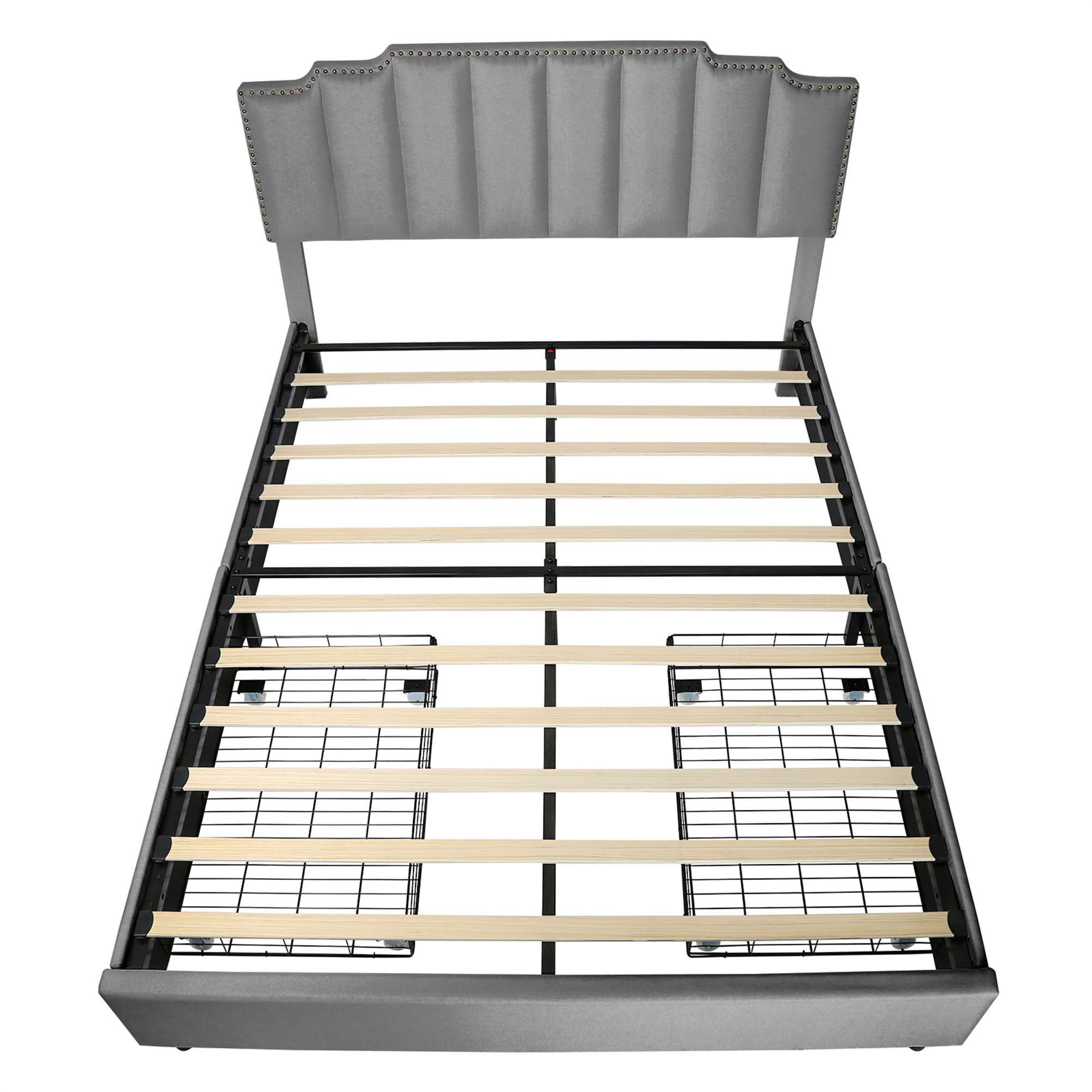 Ebern Designs Upholstered Platform Bed Linen Bed Frame With 2 Drawers ...