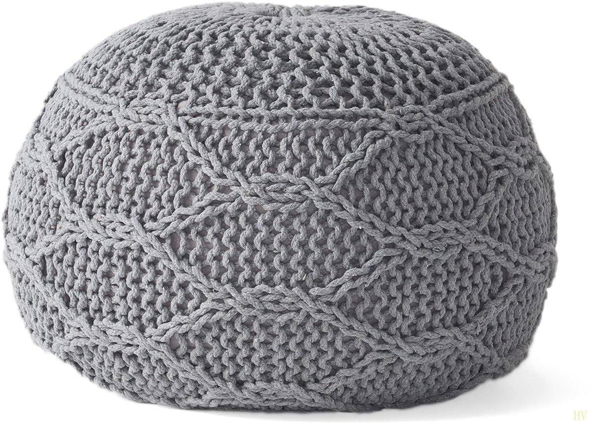 Dakota Fields Malibu Knitted 20 X 20 Round Pouf | Wayfair