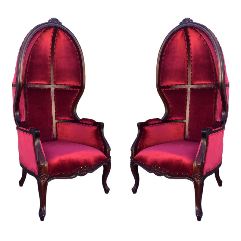 D-Art Collection Dome Balloon Chair Red Velet Set | Wayfair