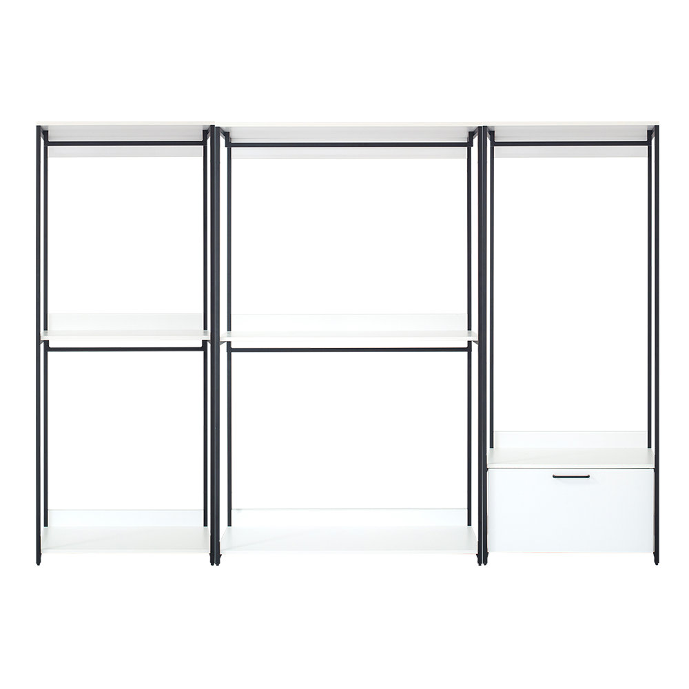 Latitude Run® Kennyth 111" W White Freestanding Walk in Wood Closet ...