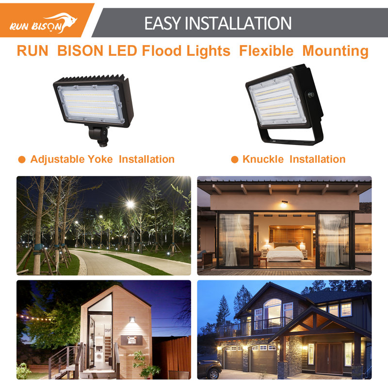 RUN BISON 130-Watt LED Outdoor Security Flood Light | Wayfair