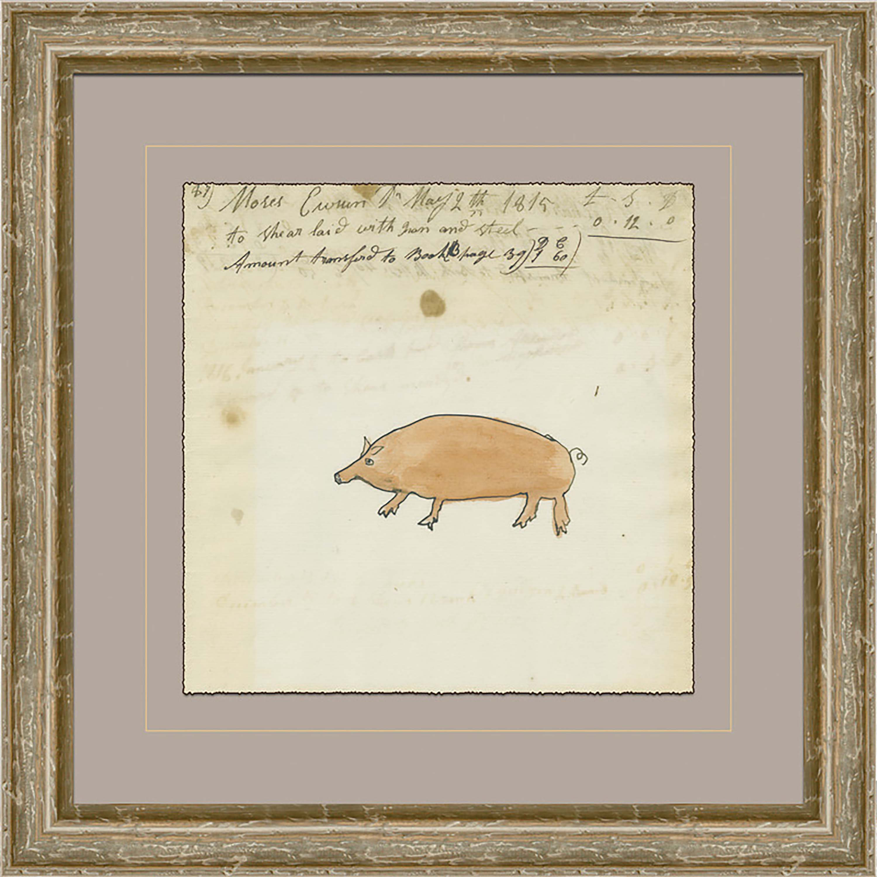 Soicher Marin Pig - Mennonite Ledger Drawing Framed Drawing Print | Wayfair