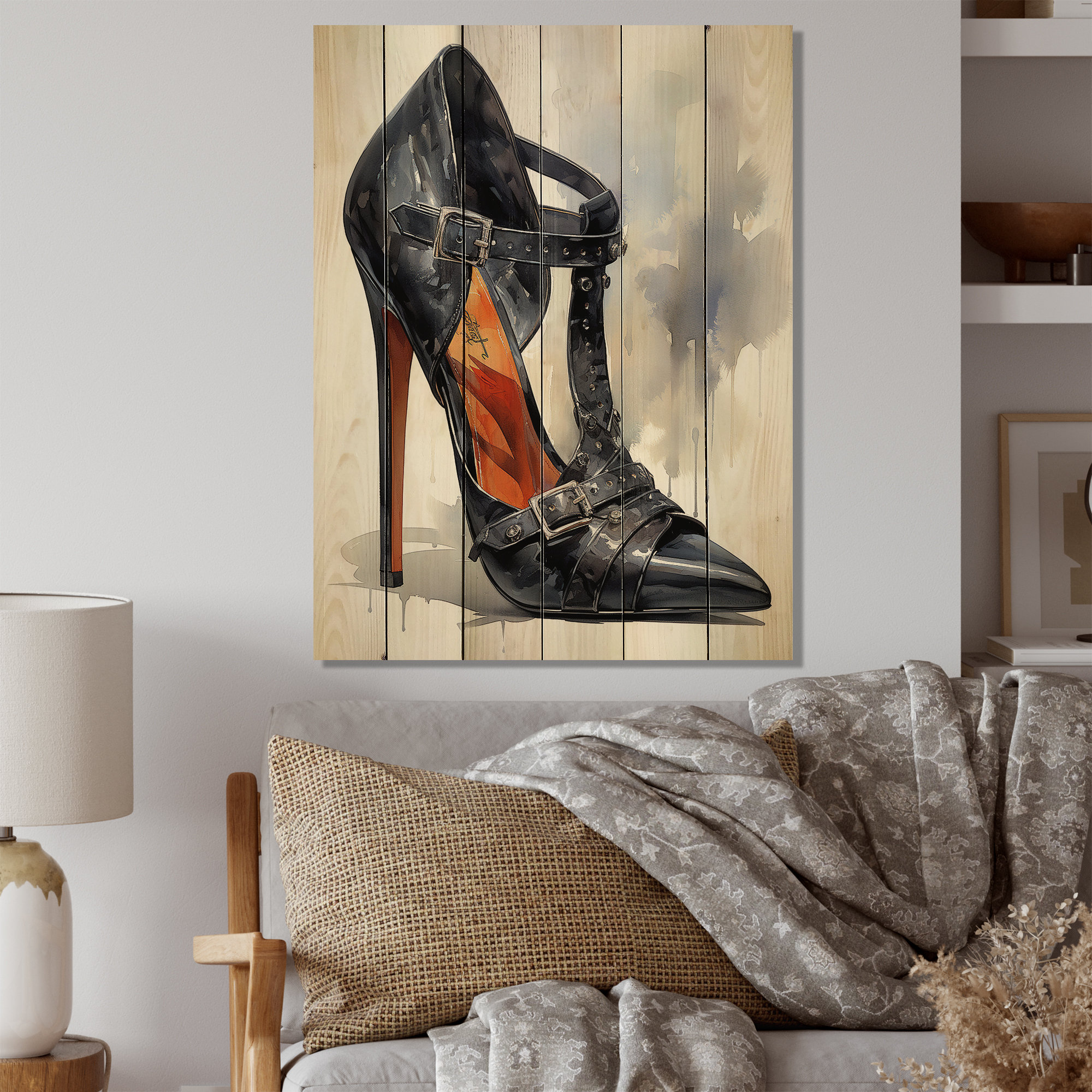 Mercer41 Black Fashion High Heel Power II - Fashion Print on Natural ...