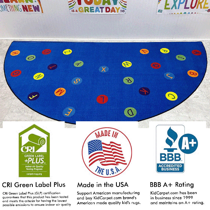 Kid Carpet Alphabet Dots Semi Circle Rug | Wayfair