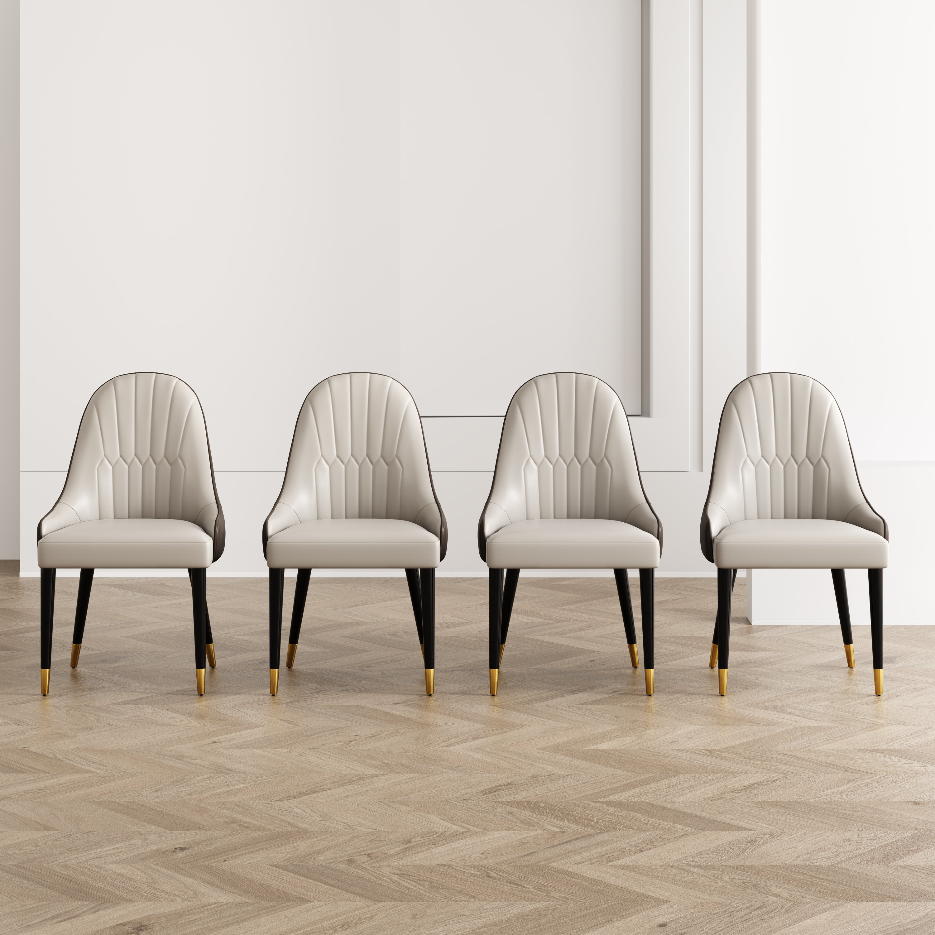 Everly Quinn Modern Faux Leather Upholstered Dining Chairs Solid Back ...