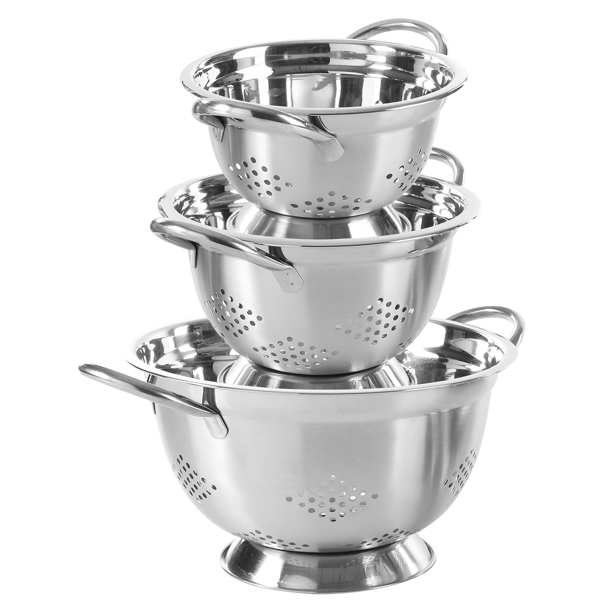 Oster Metaline 3 Piece Stainless Steel Kitchen Colander Set In Silver ...