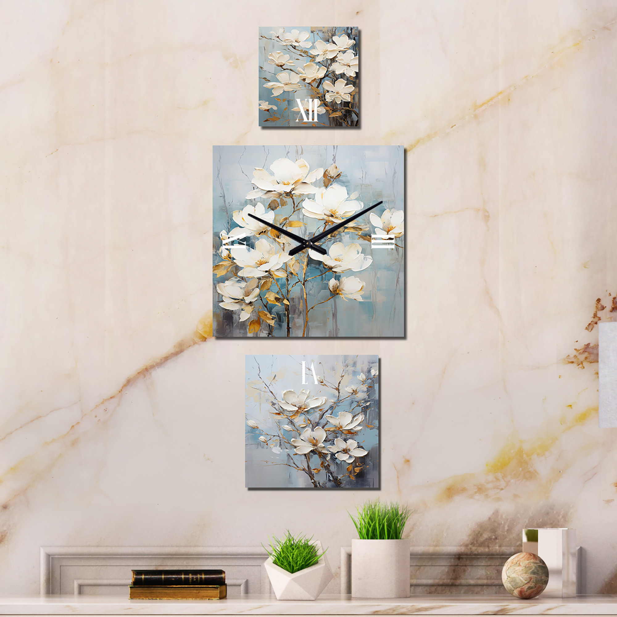 Ivy Bronx Mahadi - Magnolias Large Traditional Wall Clock | Wayfair