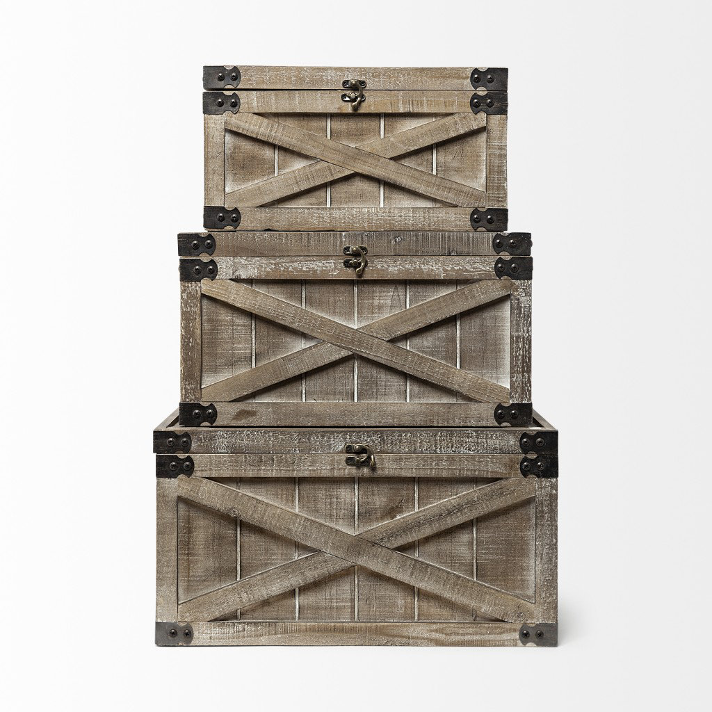 HomeRoots 3 Piece Solid Wood Box Set | Wayfair