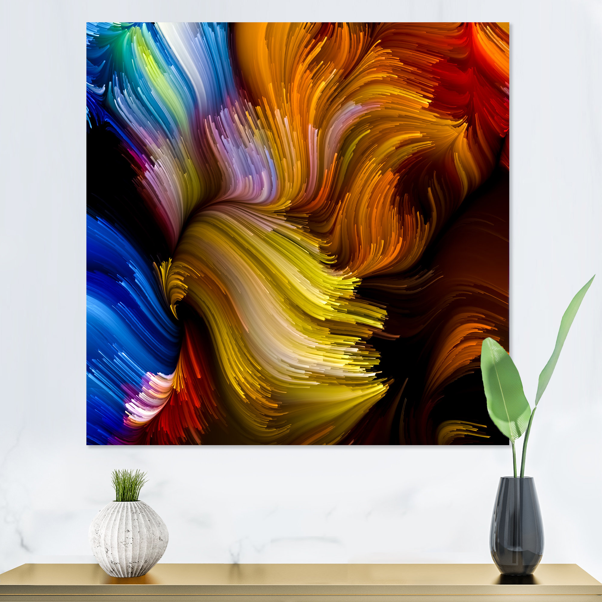 Wrought Studio Living Liquid Art III - Picture Frame Print on Canvas ...