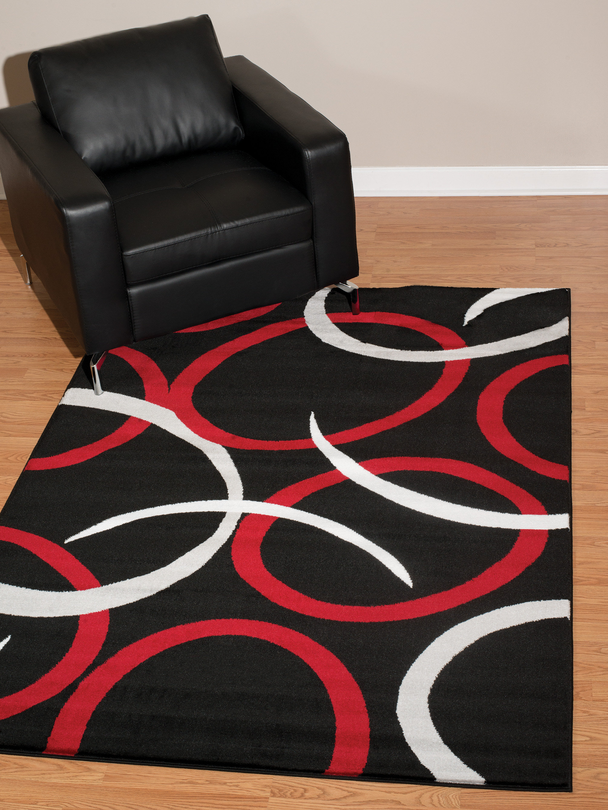 Orren Ellis Gluck Abstract Black/Red/Gray Area Rug & Reviews | Wayfair