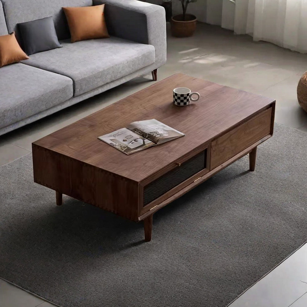 ComfyFurnituress Simple Retro Style Solid Wood Coffee Table Solid Wood ...