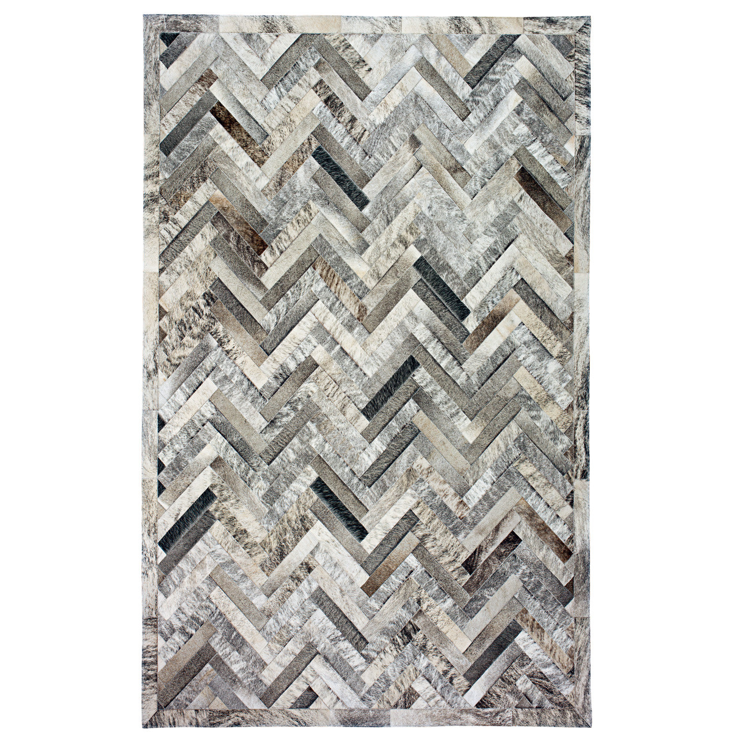 Cowhide Mall Plutus Chevron Cowhide Leather Area Rug | Wayfair