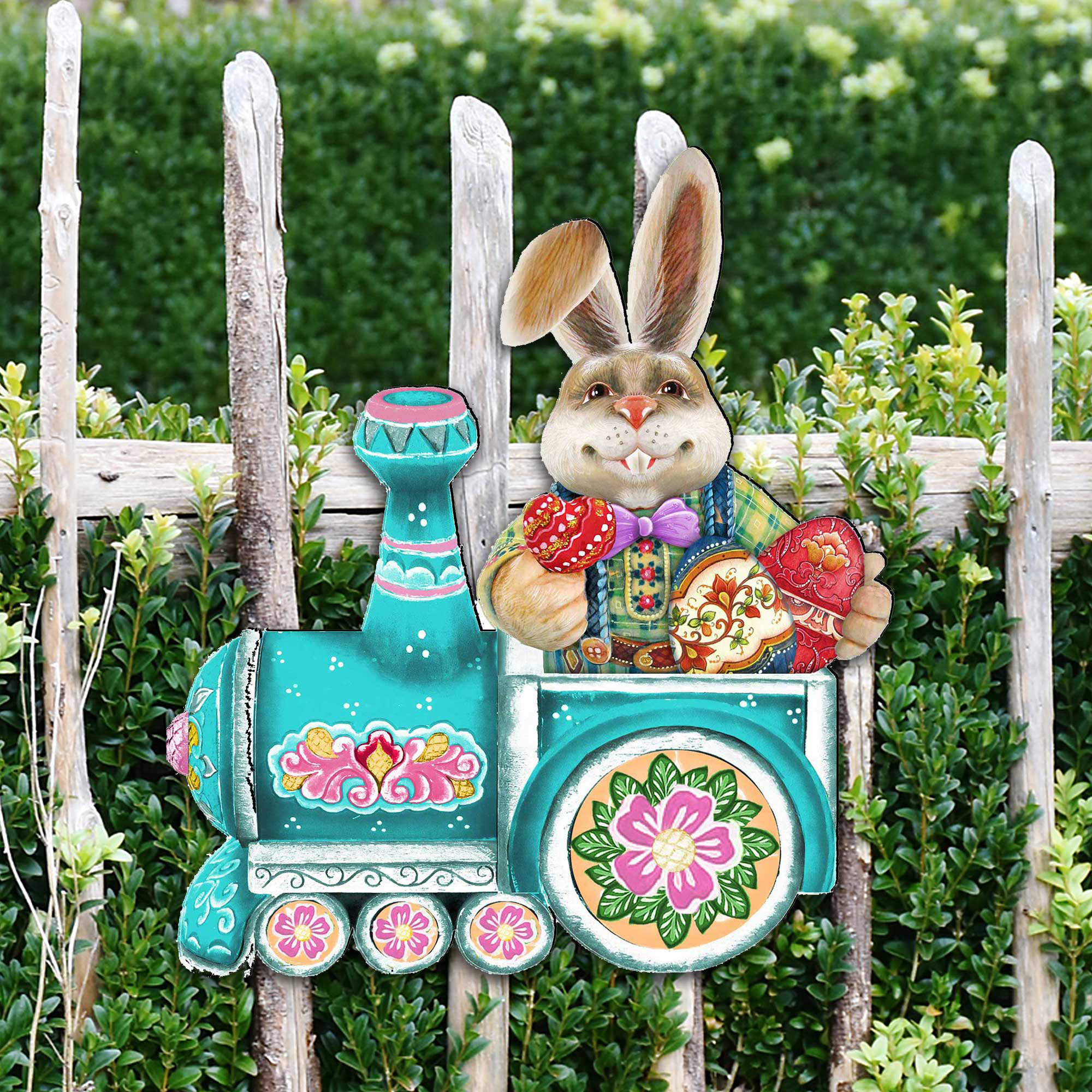 The Holiday Aisle® Village Train Ride Bunny Diminutive Wall Decor | Wayfair