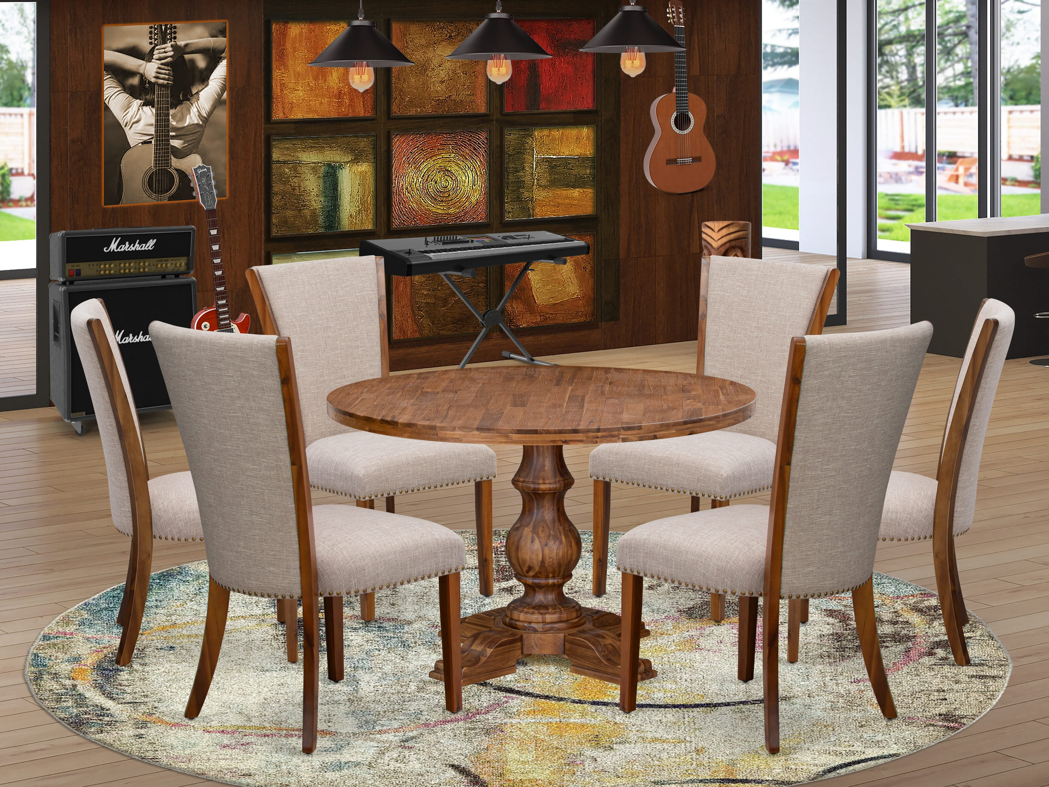 Wildon Home® 7 Piece Kitchen Table Set Contains a Round Table with ...