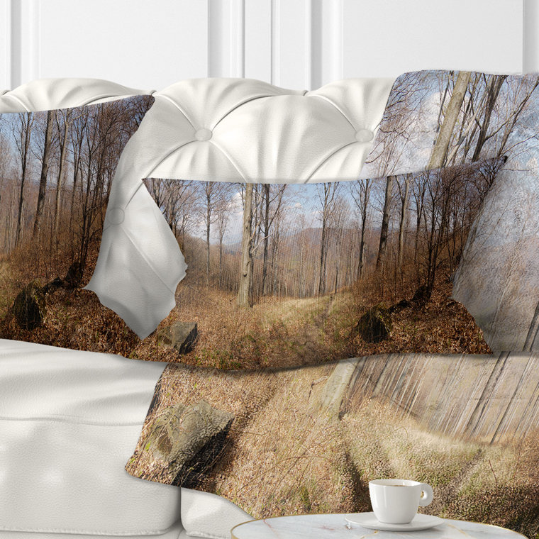 Design Art Forest Scenery with Bare Trees - Forest Printed Throw Pillow ...