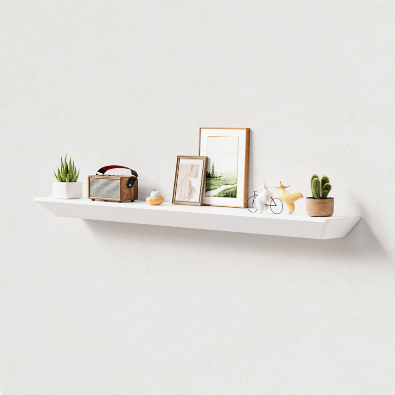 Latitude Run® White Wood Floating Shelves, 2.4 Inch Thick, Beveled ...