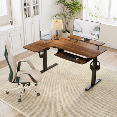 Inbox Zero Juilo Height Adjustable L-Shape Standing Desk | Wayfair