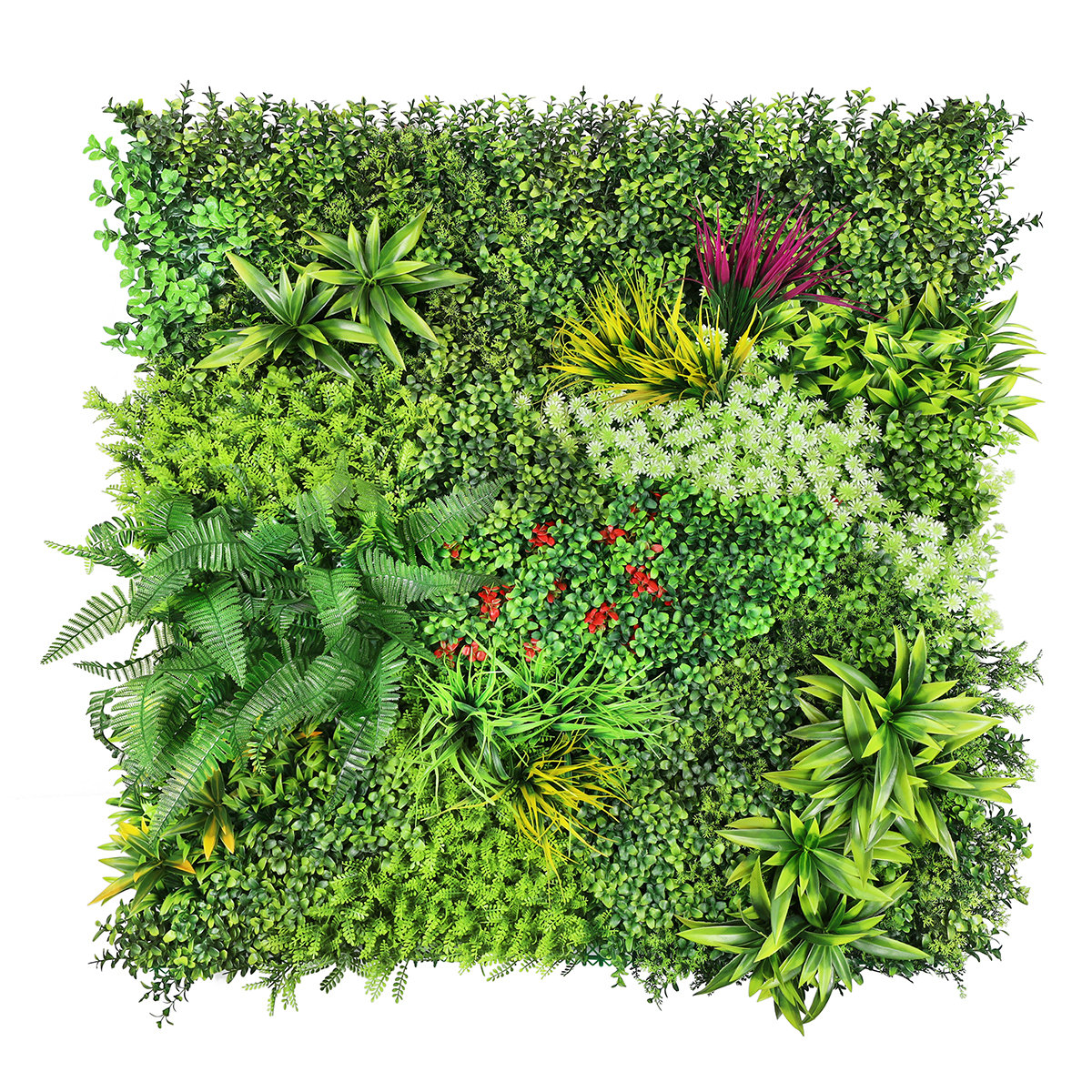 Primrue 40" Artificial Fern Yucca Grass Daisy Greenery Wall Panel Hedge ...