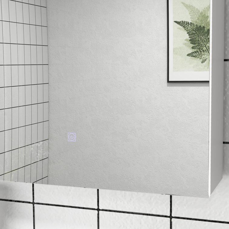 Metro Lane Ayser 900mm W x 700mm H Recessed Mirror Cabinet with LED ...