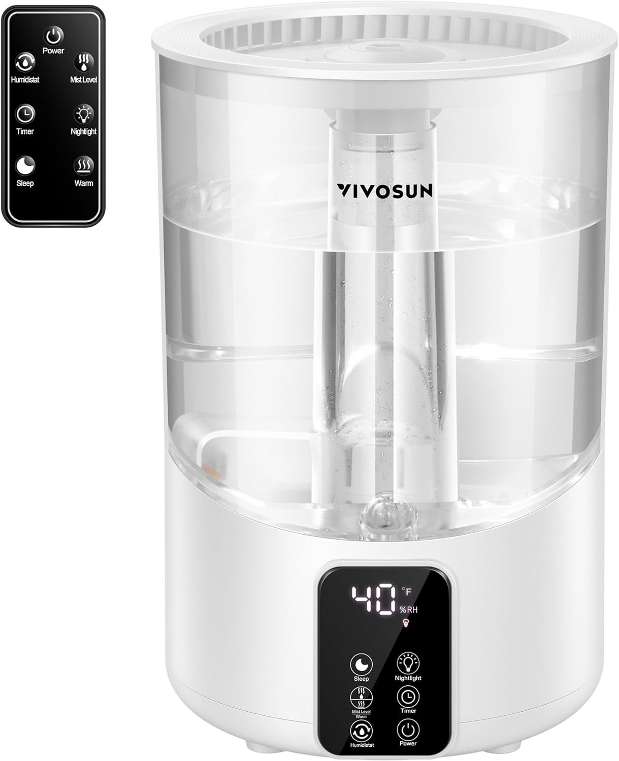 VIVOSUN 1.06 Gallons Dual Mist Ultrasonic Tabletop Humidifier with ...