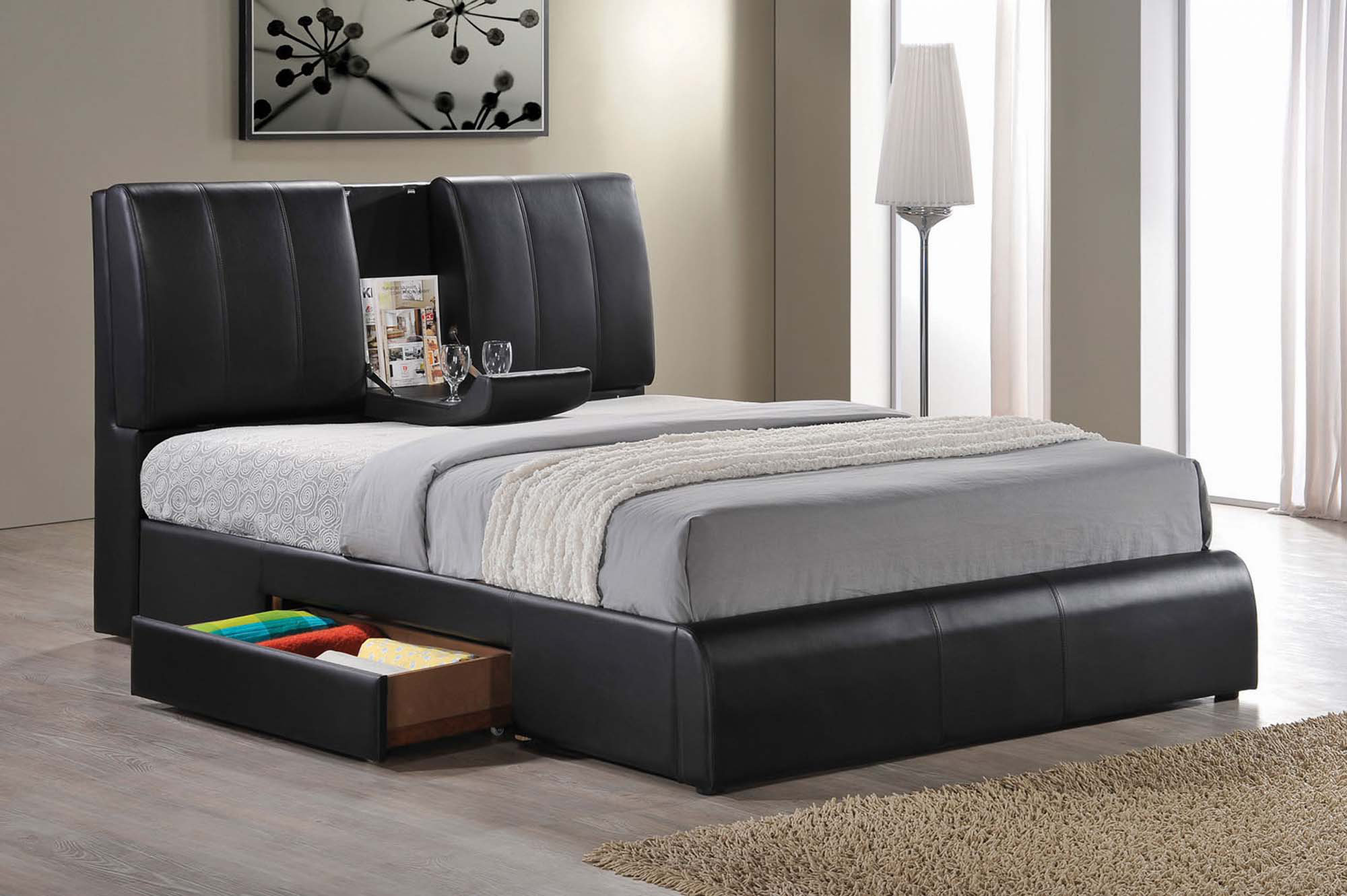Hokku Designs Synthetic Leather EK Bed With Storage(Only Bed) | Wayfair