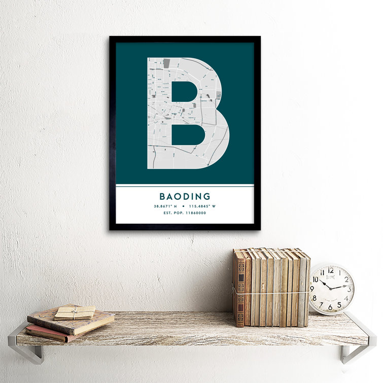 Wee Blue Coo Baoding China City Map Teal - Single Picture Frame ...