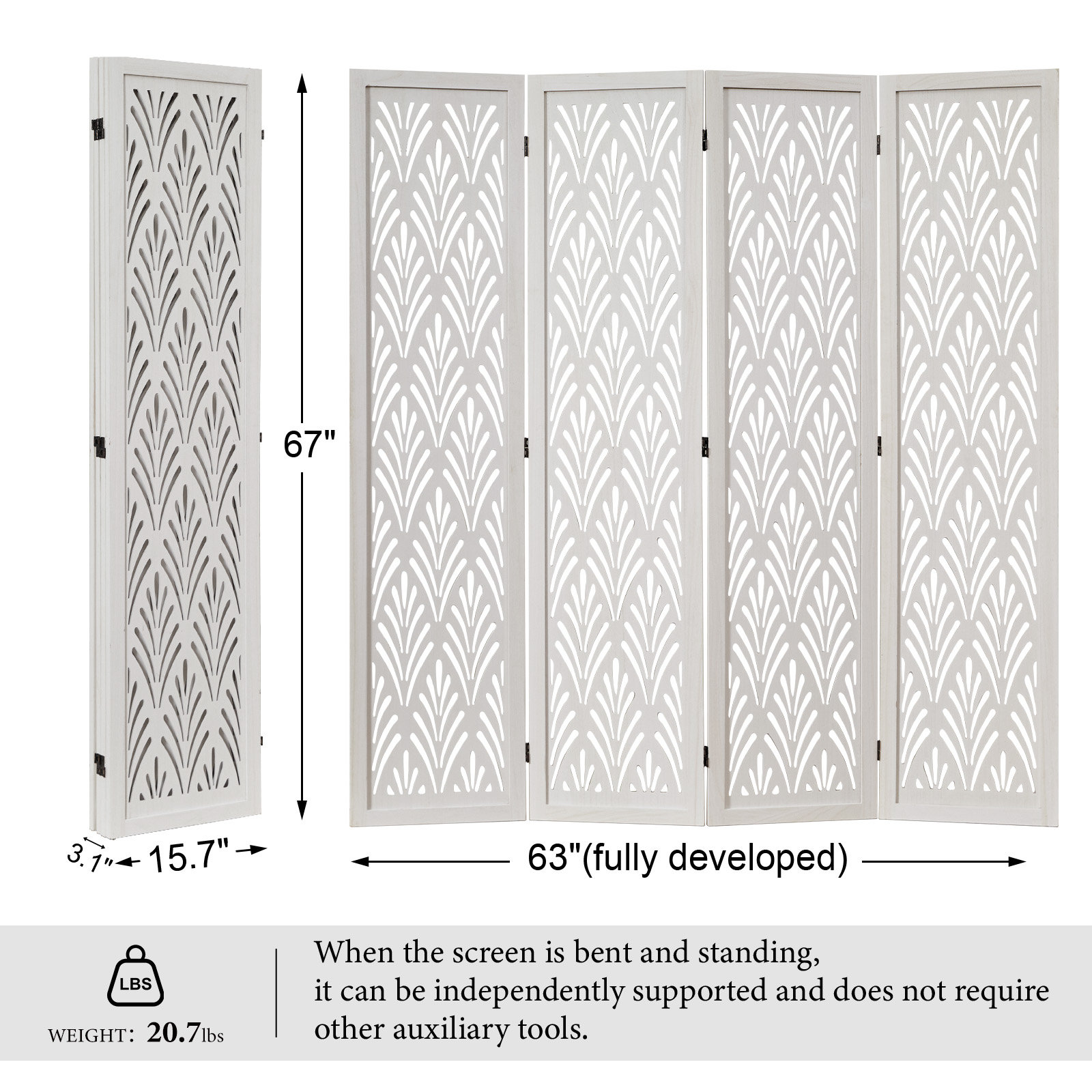 Gracie Oaks 5.75ft Room Divider Solid Wood Natural Privacy Screen | Wayfair