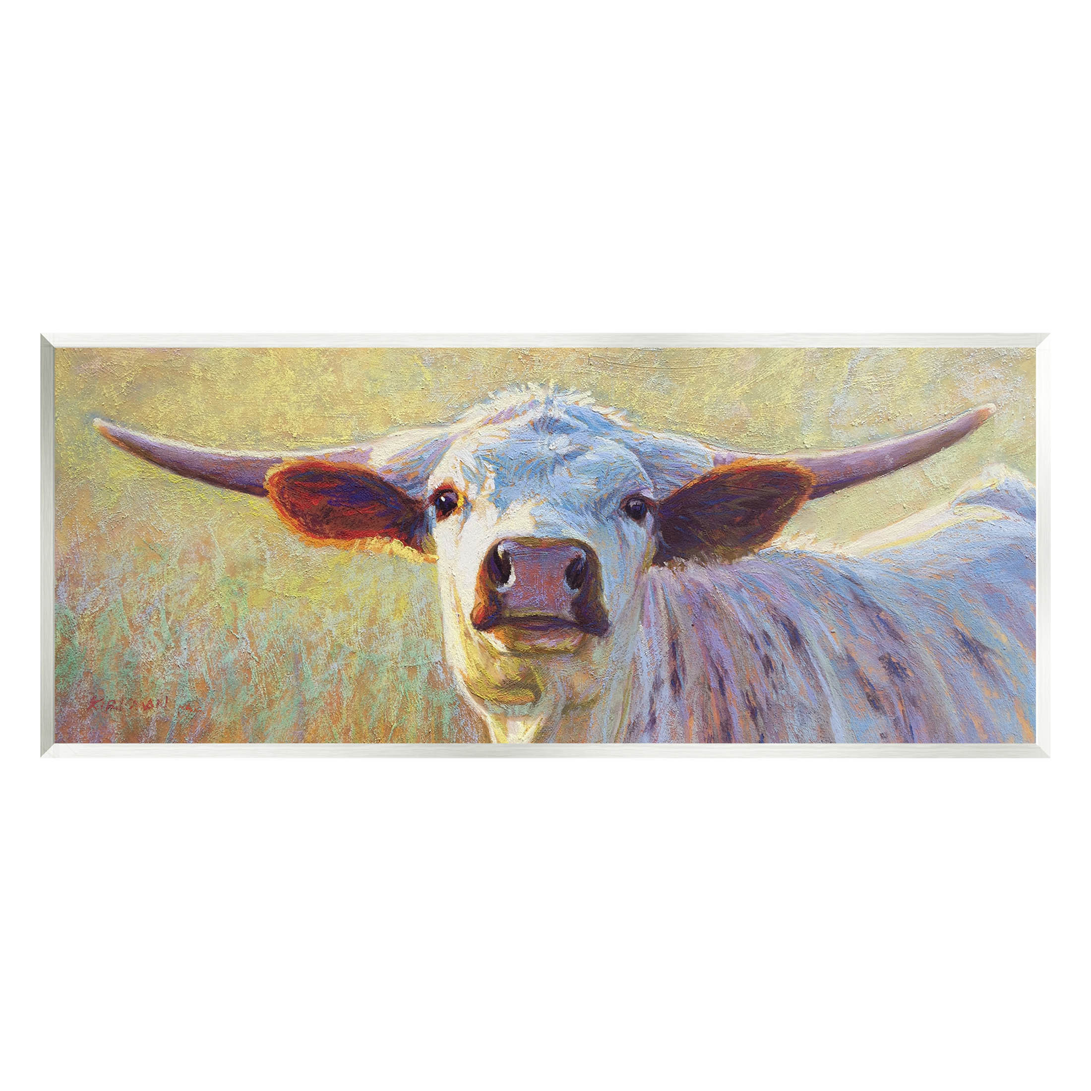 Stupell Industries Longhorn Cattle Portrait Painting Giclee Art By Rita ...