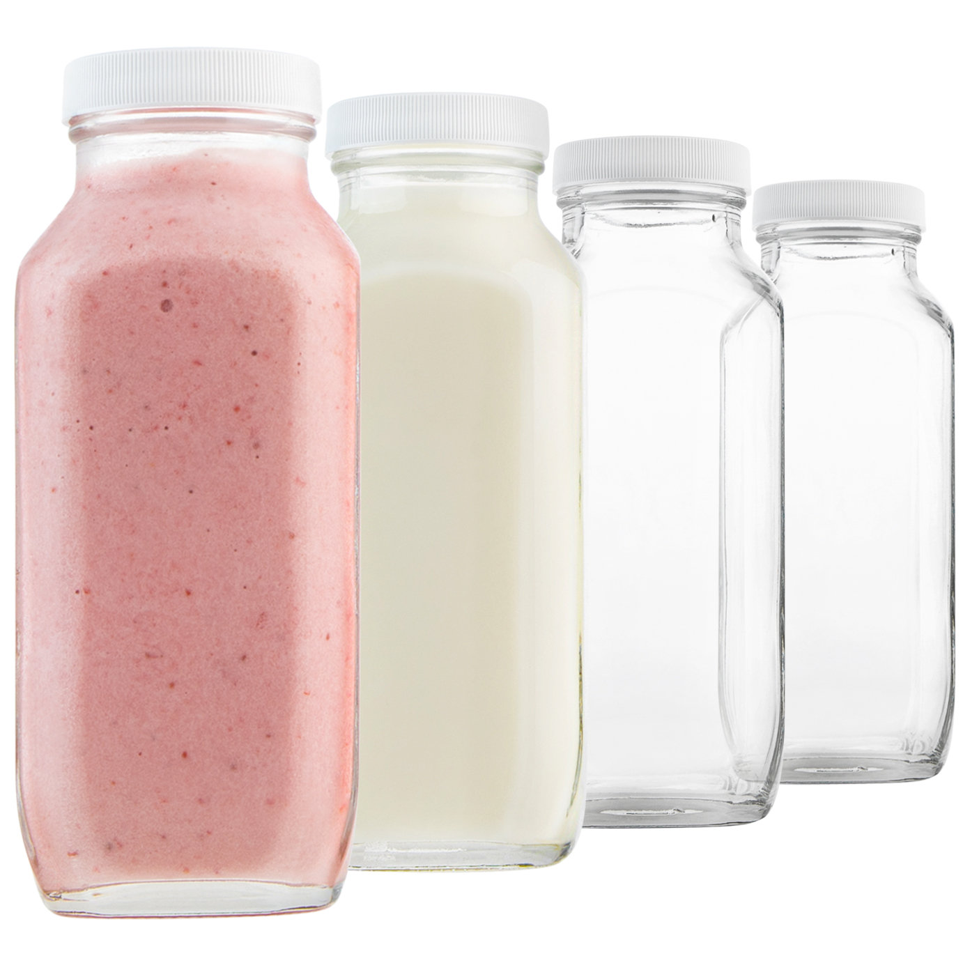 Symple Stuff 16Oz Square Glass Milk Bottles (Set Of 4) With Airtgiht ...