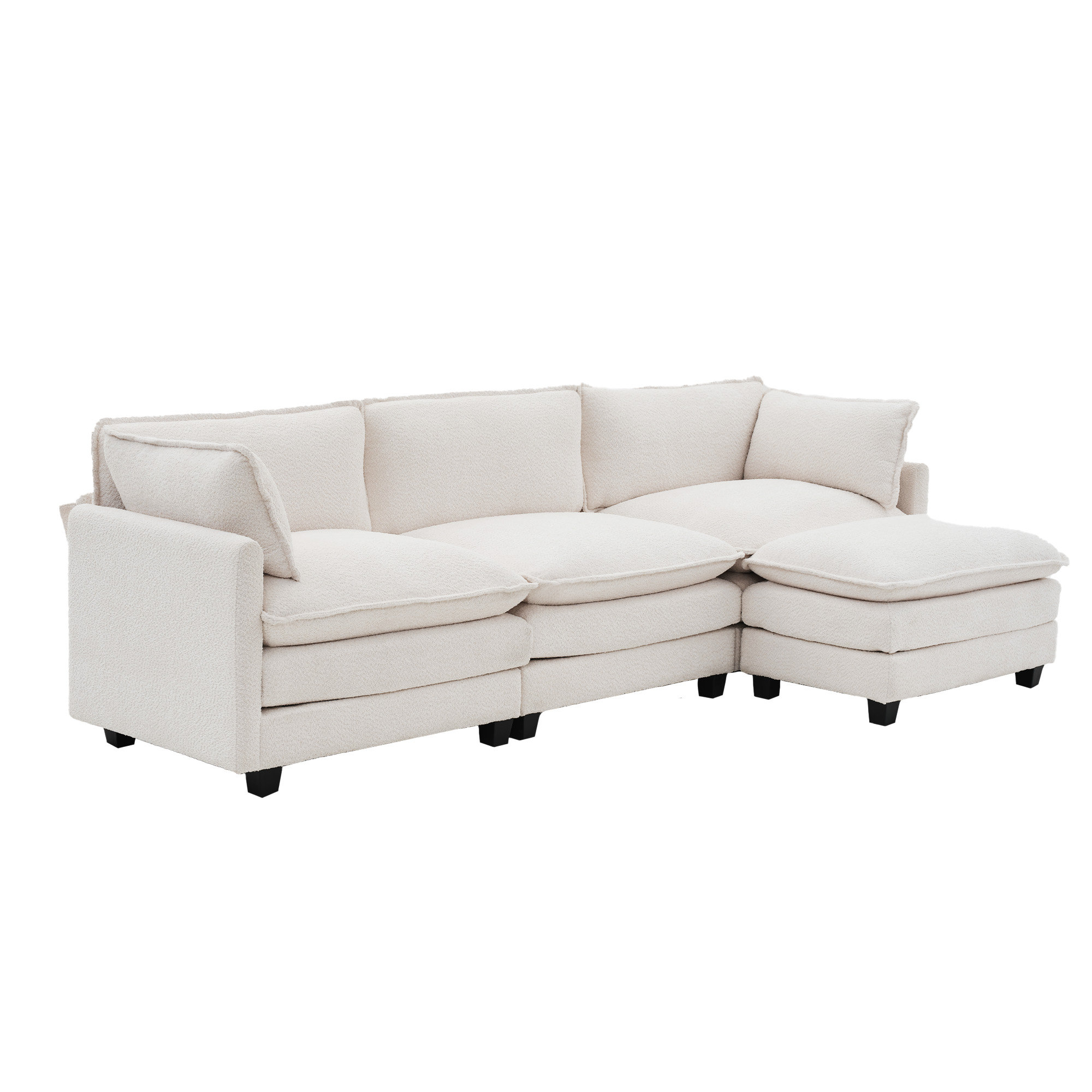 Ebern Designs Redenius L-Shape Boucle Upholstered Sectional Sofa With ...