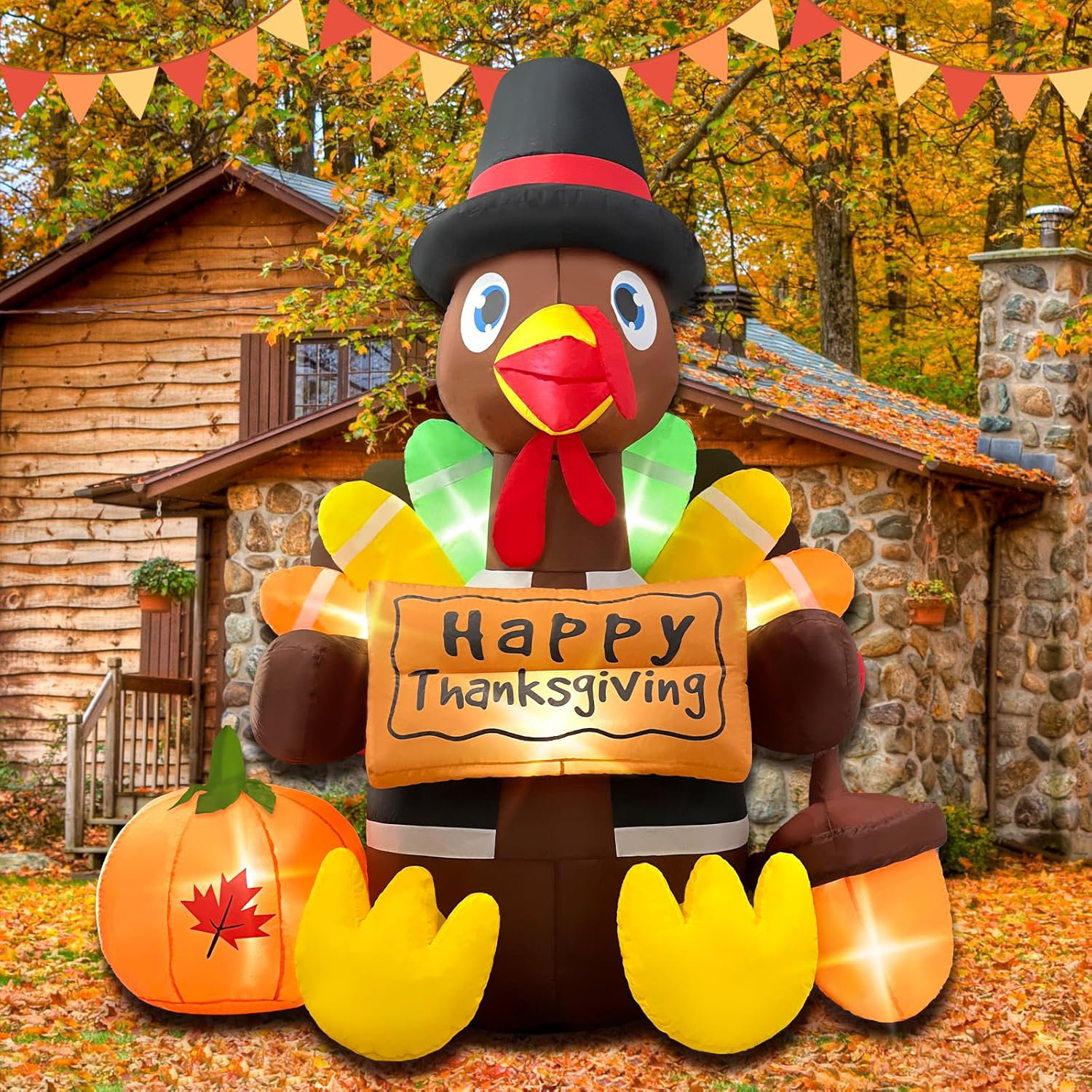 The Holiday Aisle® 6FT Thanksgiving Inflatables Turkey Blow Up With ...