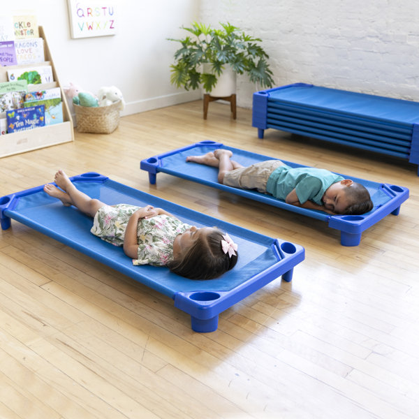 ECR4Kids Streamline Cot, Standard Size, Classroom Furniture, Blue, 6 ...