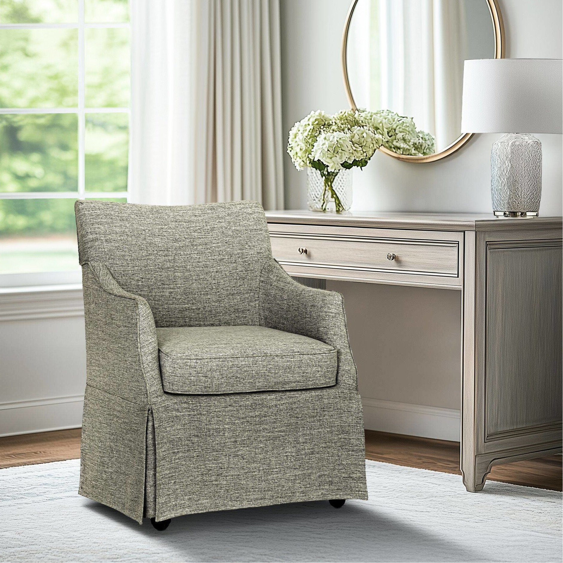 Wildon Home® Blue, Upholstered Dining Arm Chair, Hidden , Fibre ...