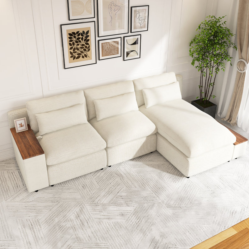 Latitude Run® L-Shaped Modular Sectional Sofa With Removable Back ...